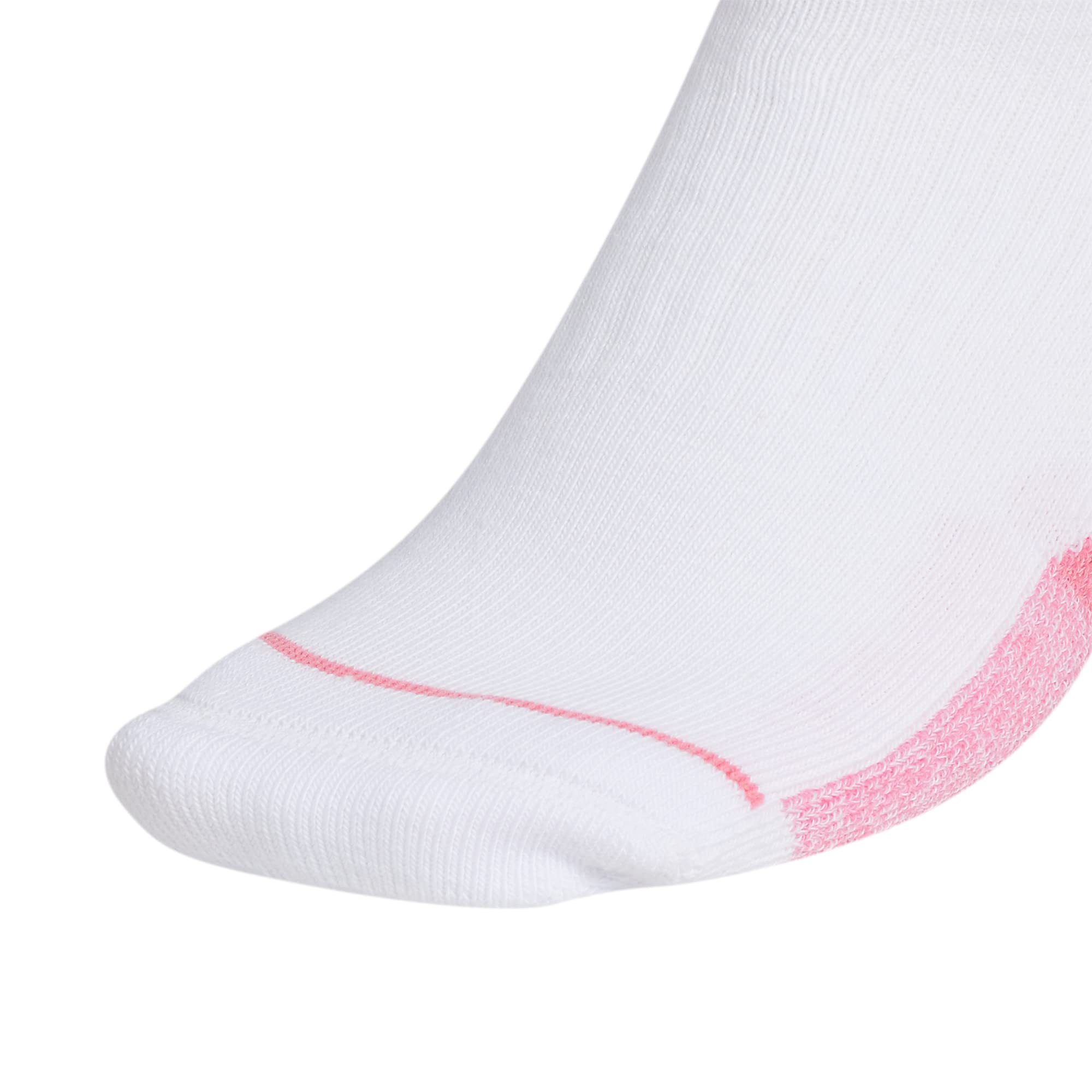 adidas Women's Cushioned Crew Socks (3-Pair), White/Rose Tone Pink/Focus Blue , Medium