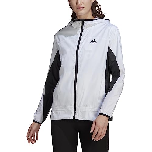adidas Women's Logo Running Windbreaker, White/Black, Small
