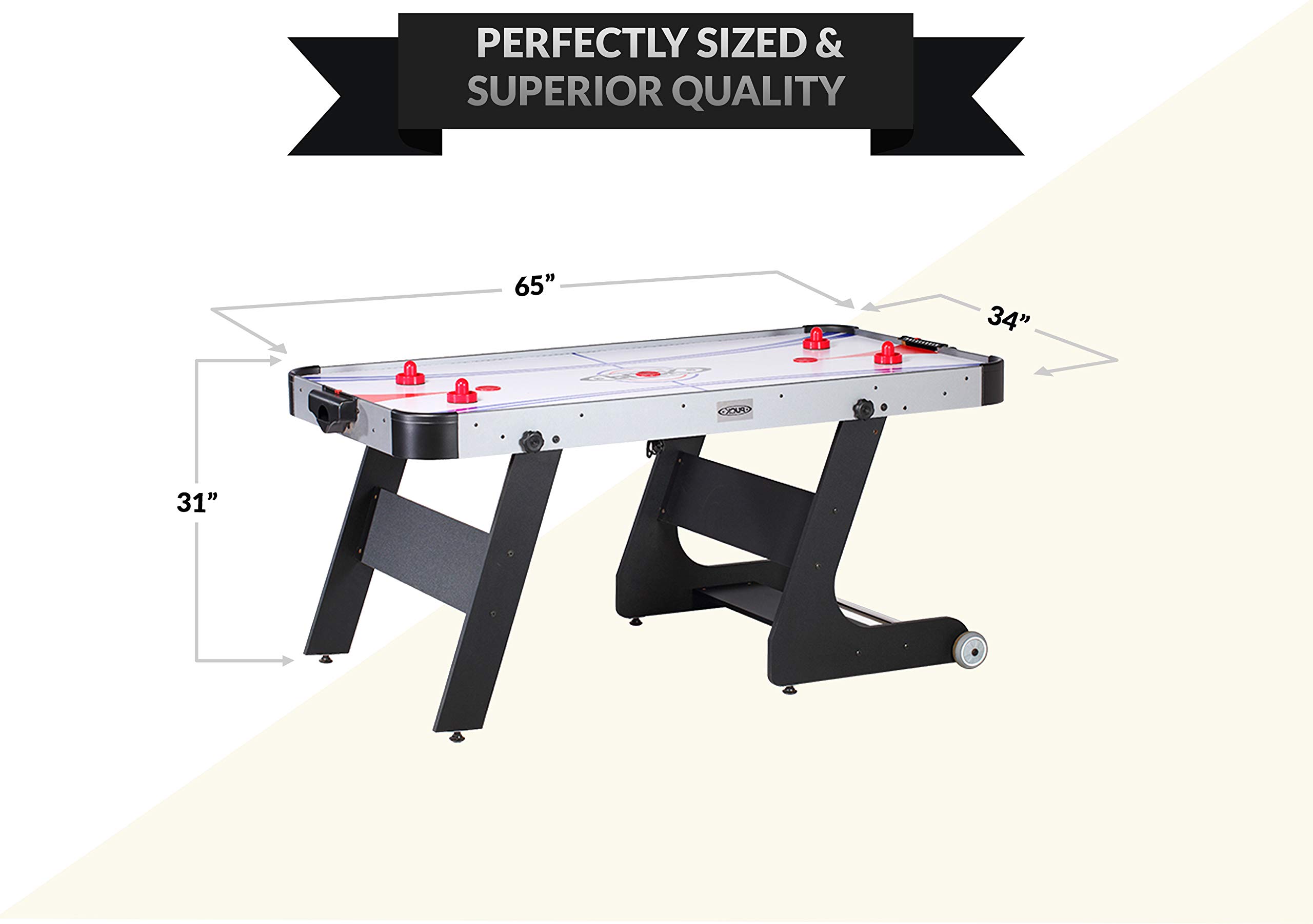 Eros 5.5-Foot Folding Air Hockey Table (Jet Black), Perfectly Sized, Lightweight, Durable, Beginner/Intermediate Friendly, and Available in Two Vibrant Colors!