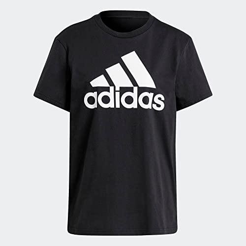 adidas Women's Essentials Logo Boyfriend Tee, Black/White, Large