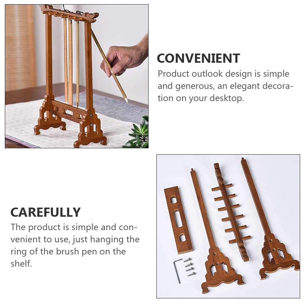 Cabilock 1 pcs Vintage Simple Bamboo Brush Hanging Pen Holder Creative Pen Rest for Students (Dragon Bamboo Brush Hanging)