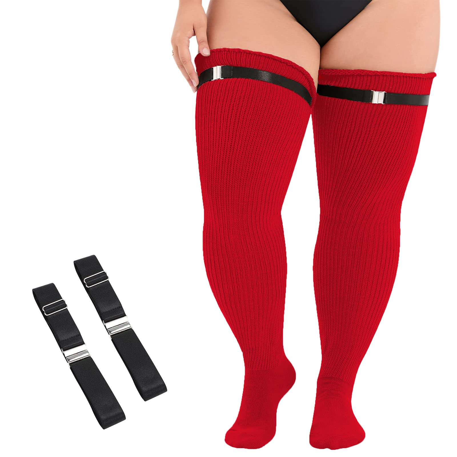 American Trends Christmas Socks Womens Plus Size Thigh High Socks Knee High Socks, Plus Size Stockings Leg Warmers Red