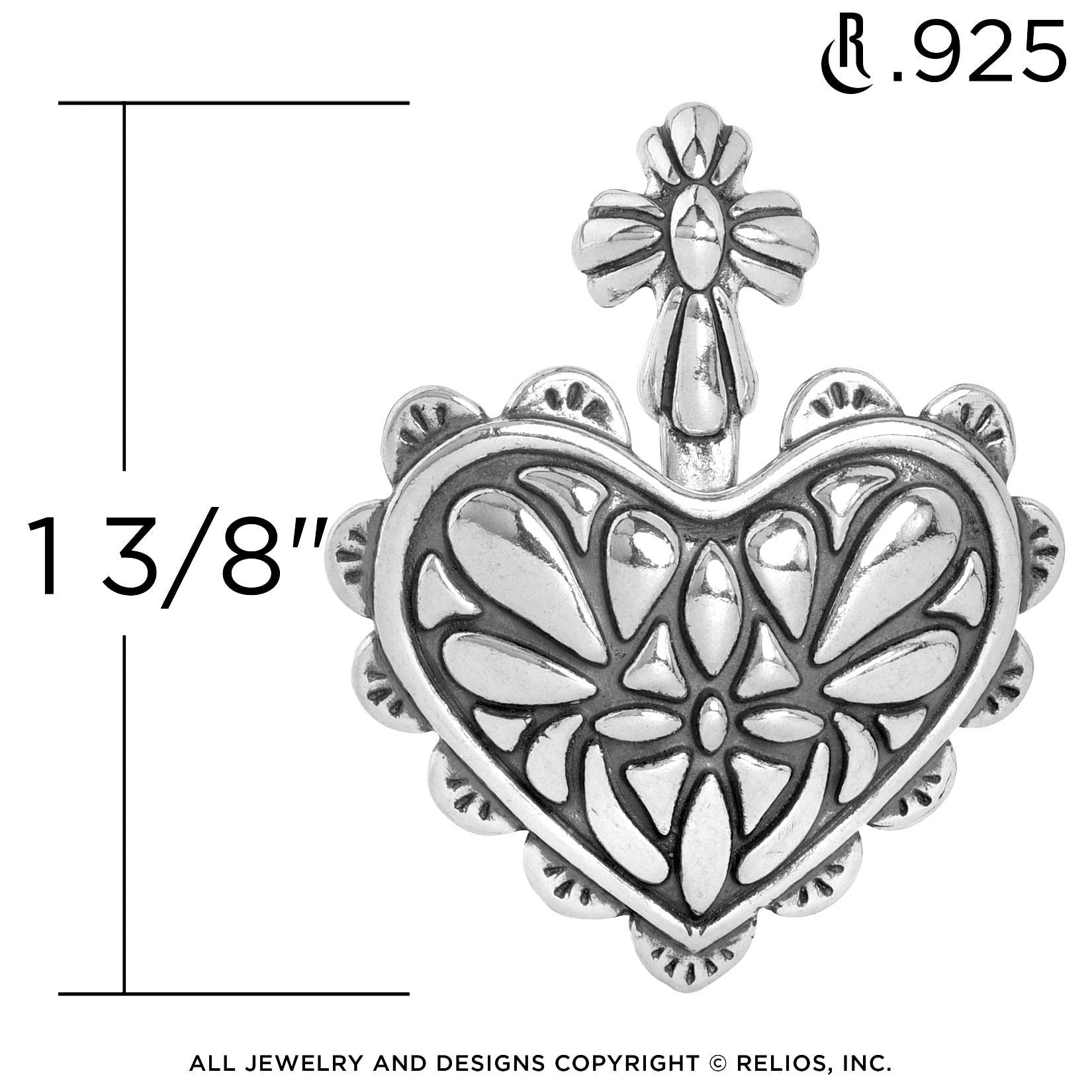 American West Sterling Silver Women's Pin & Pendant Enhancer Repousse Inspired Heart