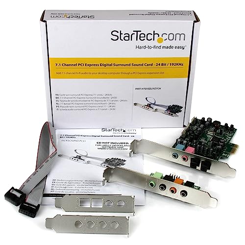 StarTech.com 7.1 Channel Sound Card - PCI Express - 24-bit - 192KHz - SPDIF Digital Optical and 3.5mm Analog Audio (PEXSOUND7CH)