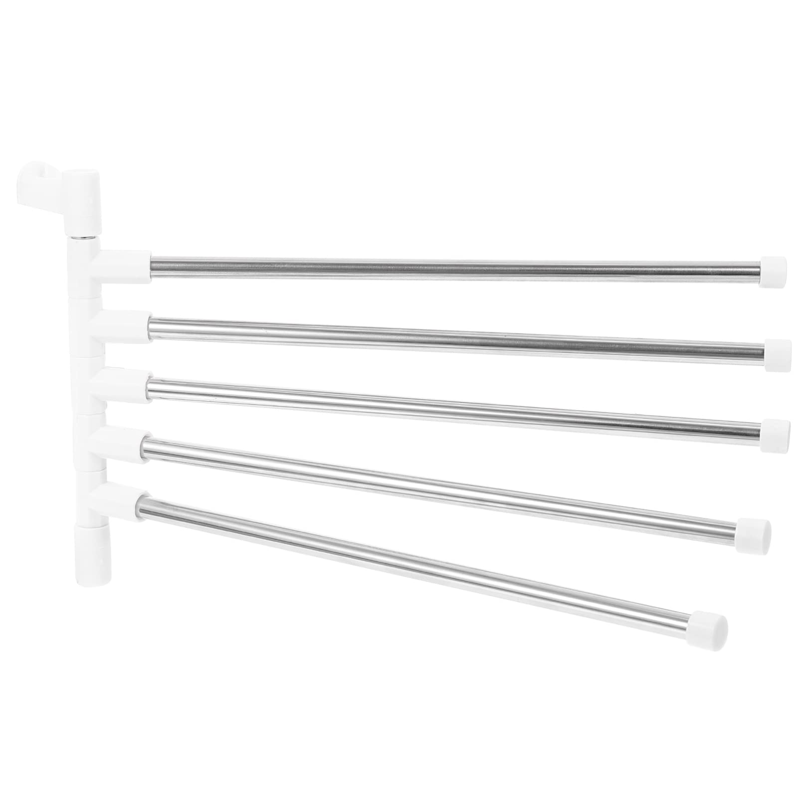 Cabilock Metal Coat Hanger Towel Bar Swivel Towel Rack Bathroom Towel Shelf Stainless Steel 5 Arms Swivel Towel Bar Rotatable Towel Hanger for Kitchen Bathroom Supplies Wall Mount Clothes Rack