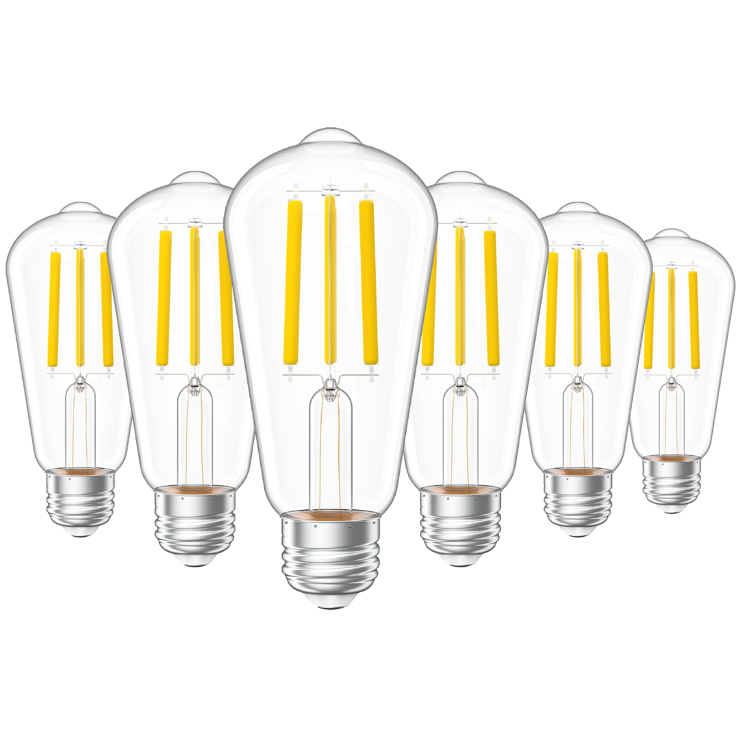 Sunco 6 Pack Vintage LED Edison Bulbs, 75W Equivalent 13W, 1600 LM Ultra Brightness Dimmable ST58 Filament, 3000K Warm White, E26 Medium Base Clear Glass Light Bulbs