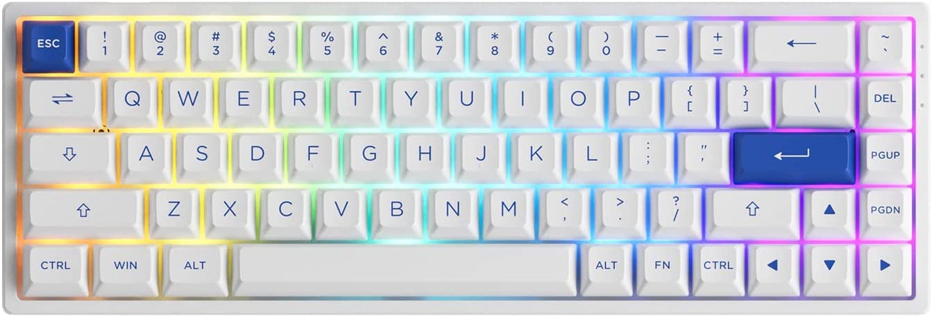 Akko Blue on White 3068B Plus Hot-swappable Mechanical Gaming Keyboard with PBT Keycaps, 2.4G Wireless/Bluetooth/Wired 65 Percent 68-Key RGB White Keyboard, Compatible with Mac & Win Jelly Pink