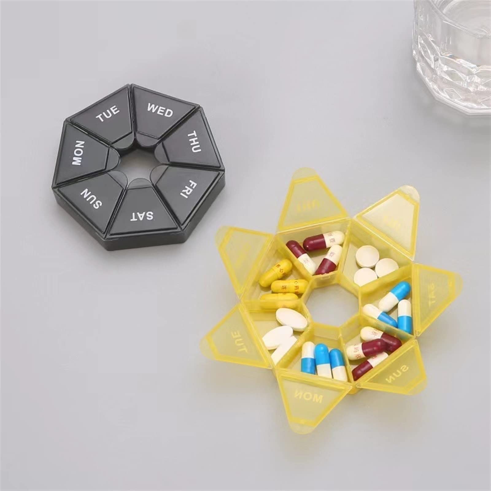 AKNHD Storage Box, Tablet Storage Plastic Box 7-Day Tablet Candy Box Portable Storage Tablet Rack Travel Distribution Container (Size : Preto)