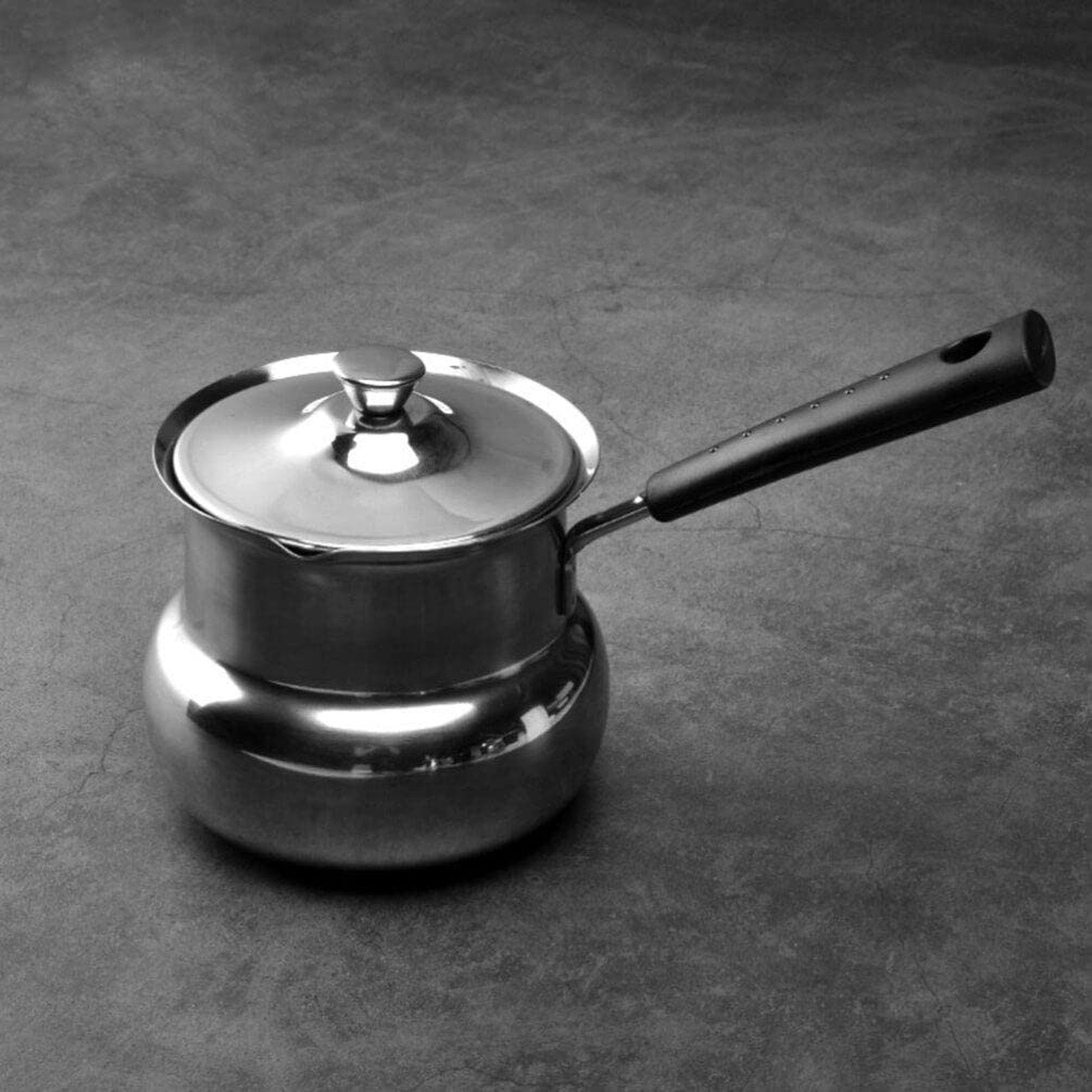 CALLARON Stainless Steel Sauce Pan Cooking Pot with Lid Handle Milk Warmer Pot Butter Melting Pot for Stove Top Chocolate Coffee Tea Soup Warming