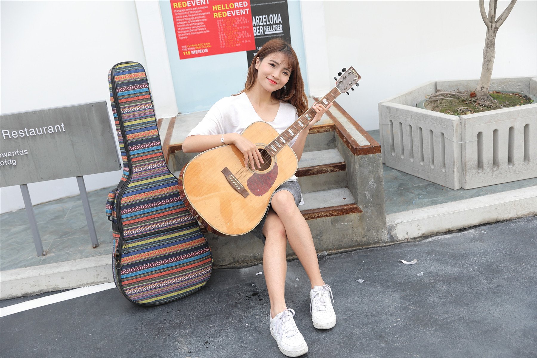 Glenmi Bohemian Acoustic Guitar Case for Girls,Soft Foam Padded 40 41 Inch Guitar Gig Bag Backpack with Neck Protector Pillow Pad,Dual Shoulder Strap&pocket …