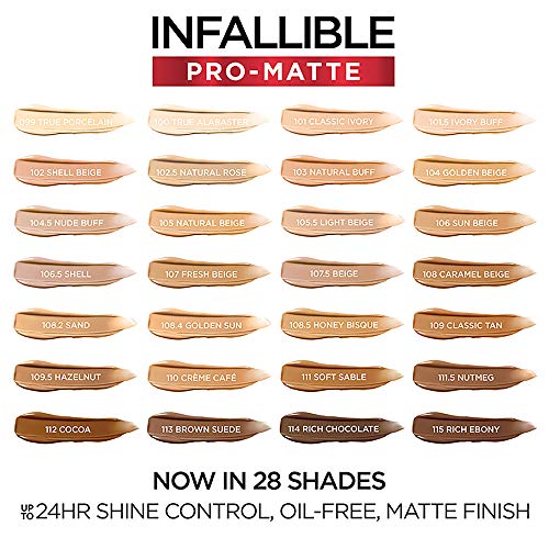 L’Oréal Paris Cosmetics Makeup Infallible Pro-Matte Liquid Longwear Foundation, Classic Ivory, 1 fl oz