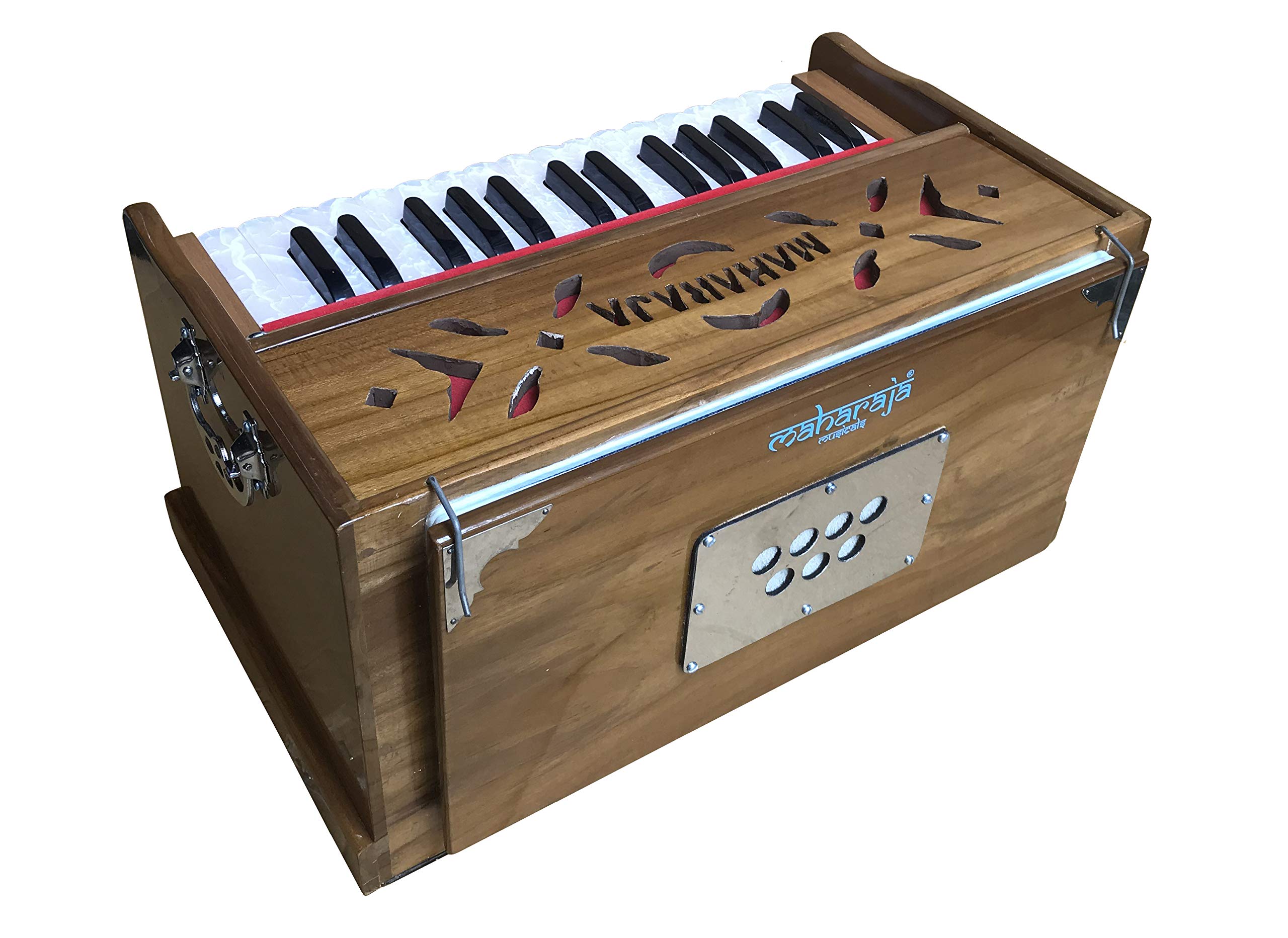Harmonium #1, Maharaja Musicals, Handmade Harmonium, 2.5 Octave (Saptak), Standing, Burma Teak, Two Bellow, Padded Bag, Tuned A440, Natural Color, PDI-FFH
