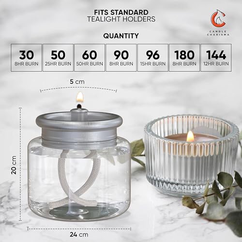 Candle Charisma Disposable Liquid Candles - Oil Tea Lights with Extended 8 Hour Burn Time - Dripless Liquid Candle, Smokeless Clean Burning Fuel, 180 PCS