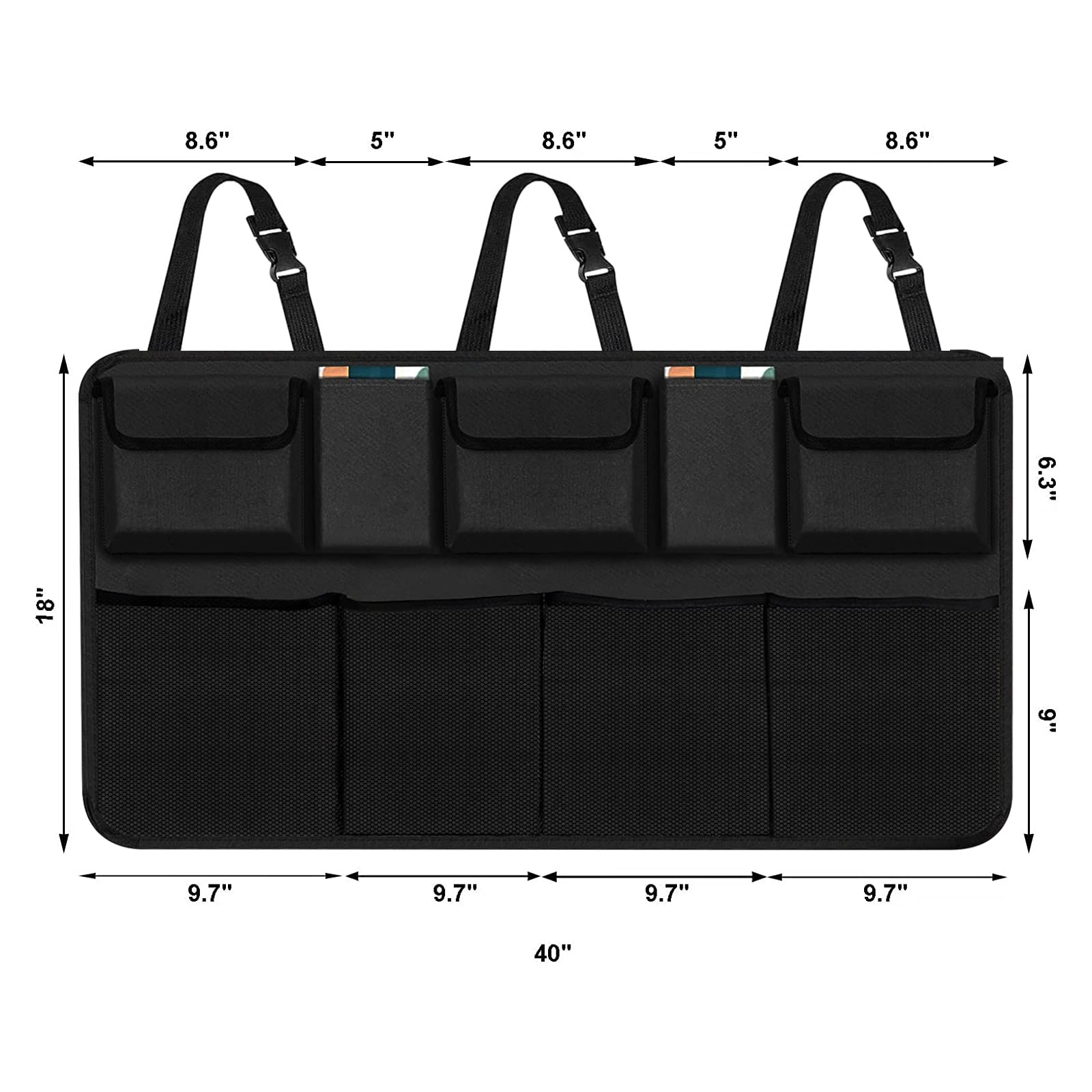 Car Seat Protectors 2 Pack Large Auto Car Seat Cover Under Baby Child Safety Carseat with Organizer Pockets, Thick Padding Waterproof Non-Slip Vehicle Seat Mat Protect Leather Seats
