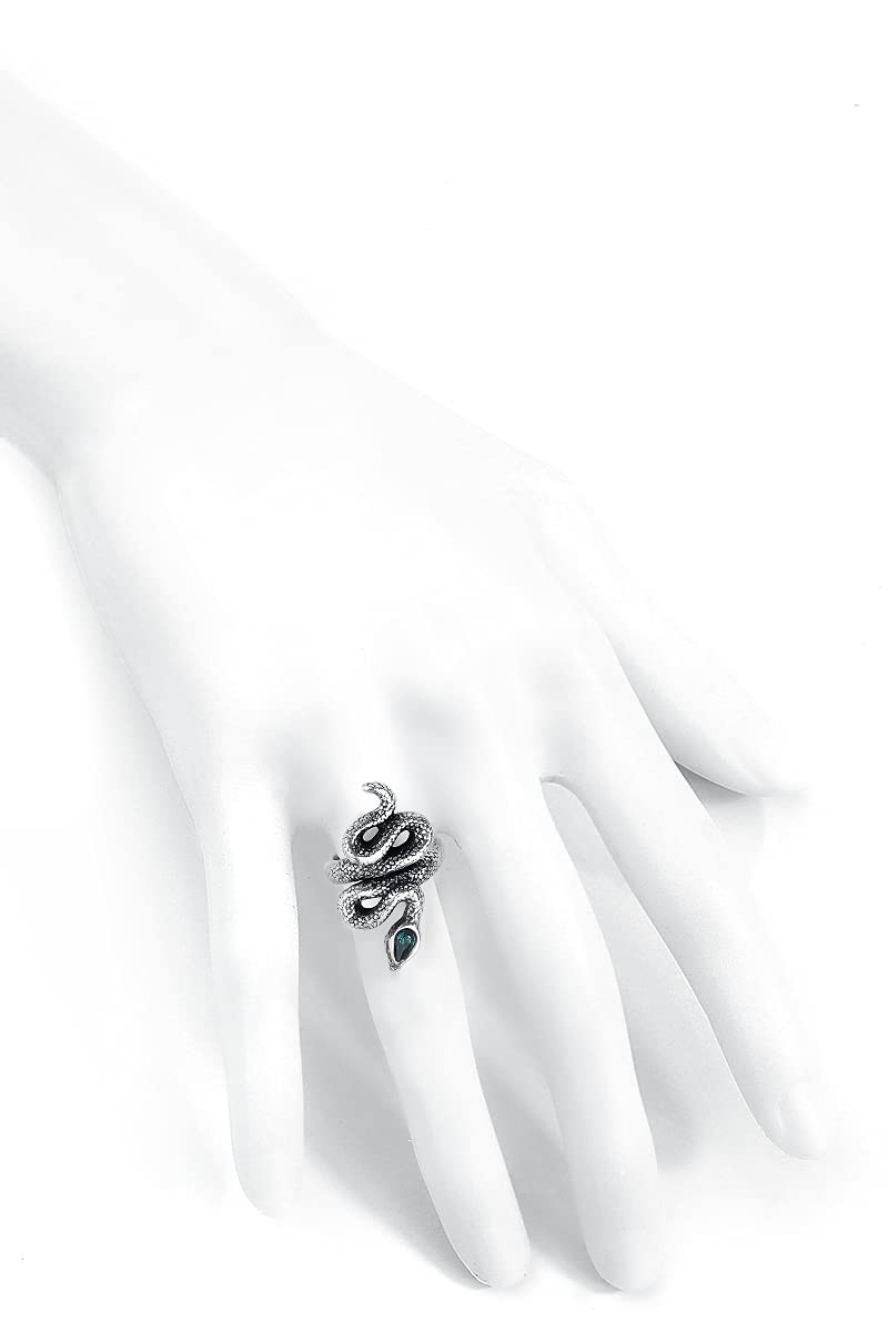 Alchemy Gothic Symbol of Fertility Nachash Wicked Serpent Psalm 68 Ring - Size L/N, 6/7