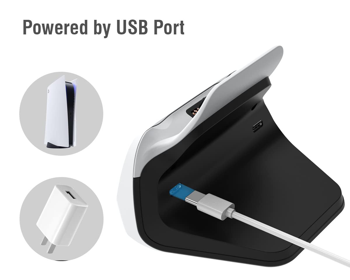 ElecGear Solo Charging Dock for PS5 Controller, Wall Mount and Desktop Dual Purposes USB Charger Stand Docking Station for Single Playstation 5 DualSense Wireless Controller