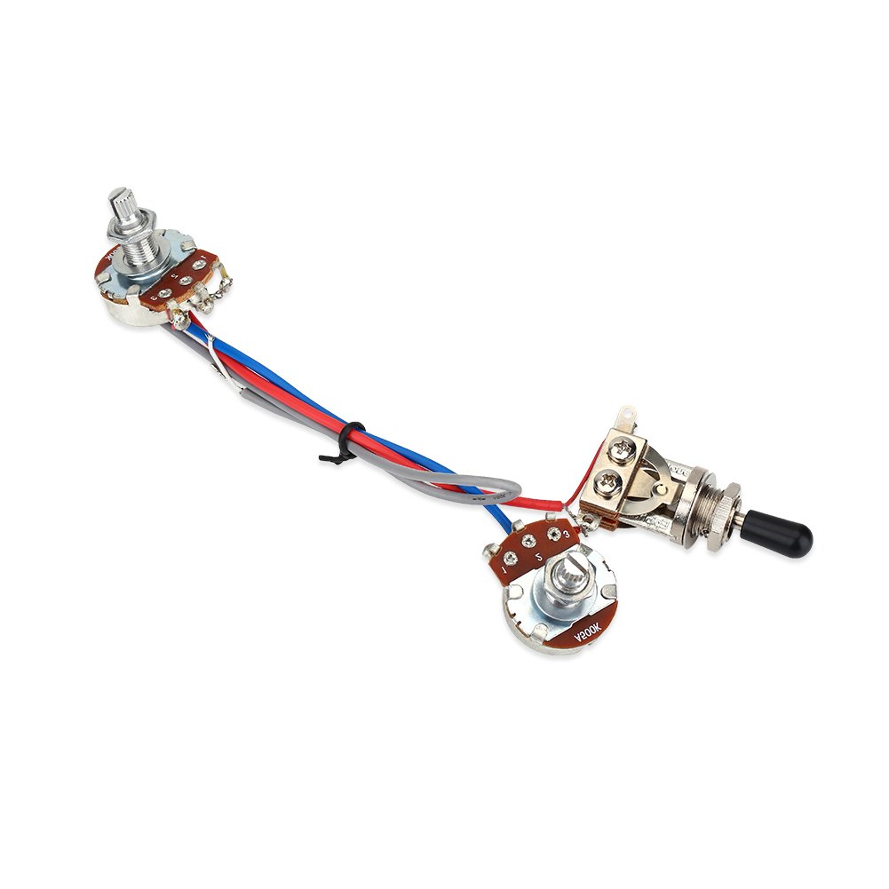 Electric Guitar Wiring Harness, Guitar Wiring Harness Kit 1 Volume 1 Tone 3 Way Toggle Switch 500K for Electric Guitar Electric Guitar Wiring Harness Electric Guitar Wiring Harness