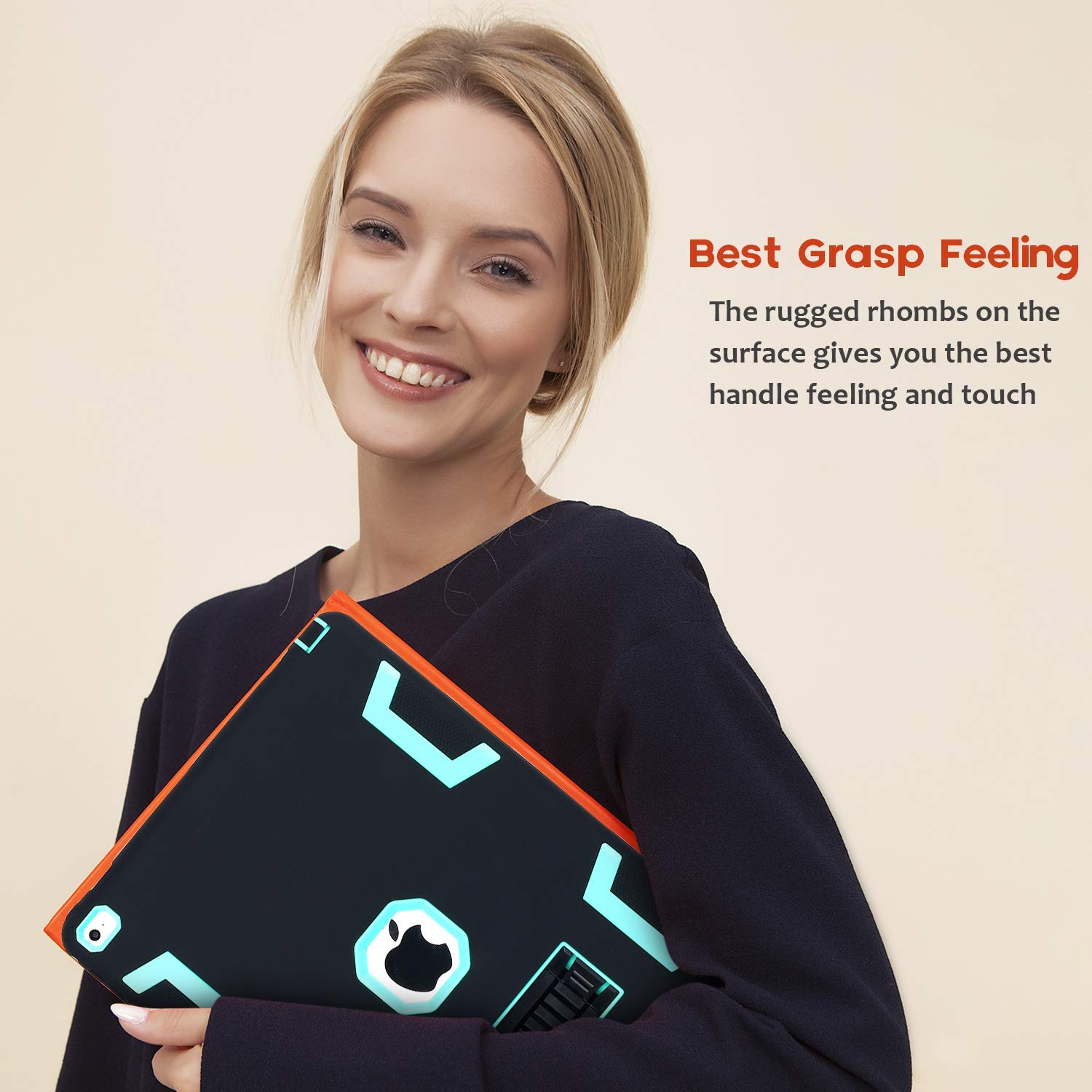 iPad Pro 12.9" Case,AICase Heavy Duty Hybrid Shockproof Hard Case Cover Rubber Stand for 2017(A1670/A1671) Apple iPad Pro 12.9 inch (Black/Mint Blue)