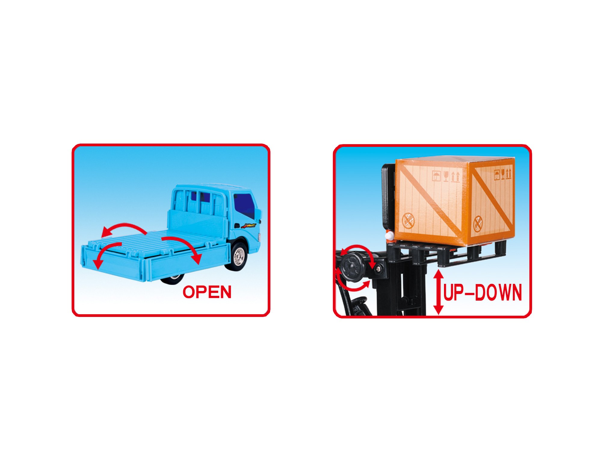AMPERSAND SHOPS Kids Friction Powered Forklift & Truck Play Set Vehicle with 2 Cargo Boxes Plus Pallet