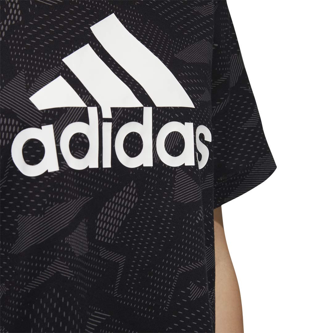 adidas womens Essentials All Over Print Tee Legacy Red/Black Large