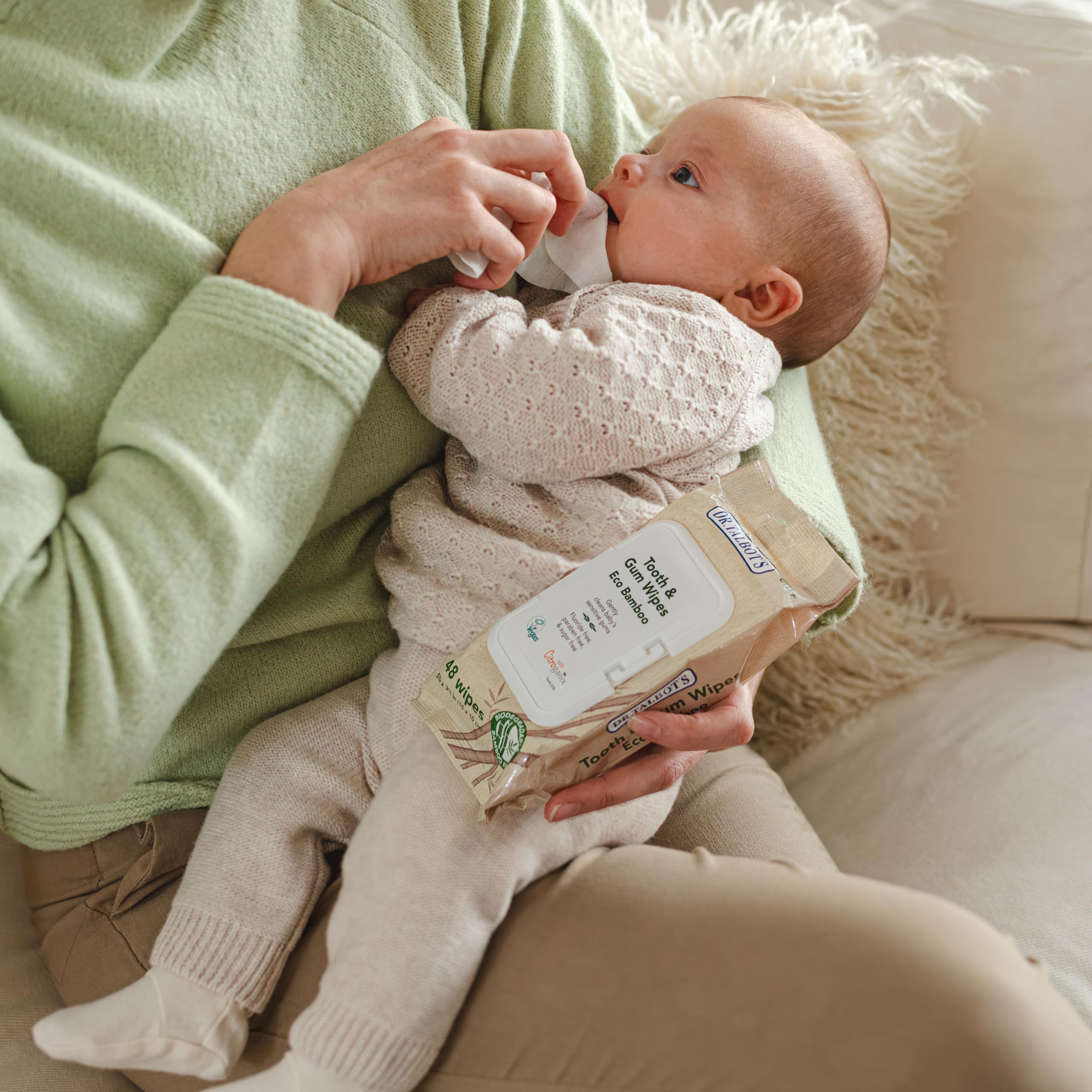 Dr. Talbot's Eco Bamboo Baby Tooth and Gum Wipes Naturally Inspired With Citroganix, 1-pack, 48 count