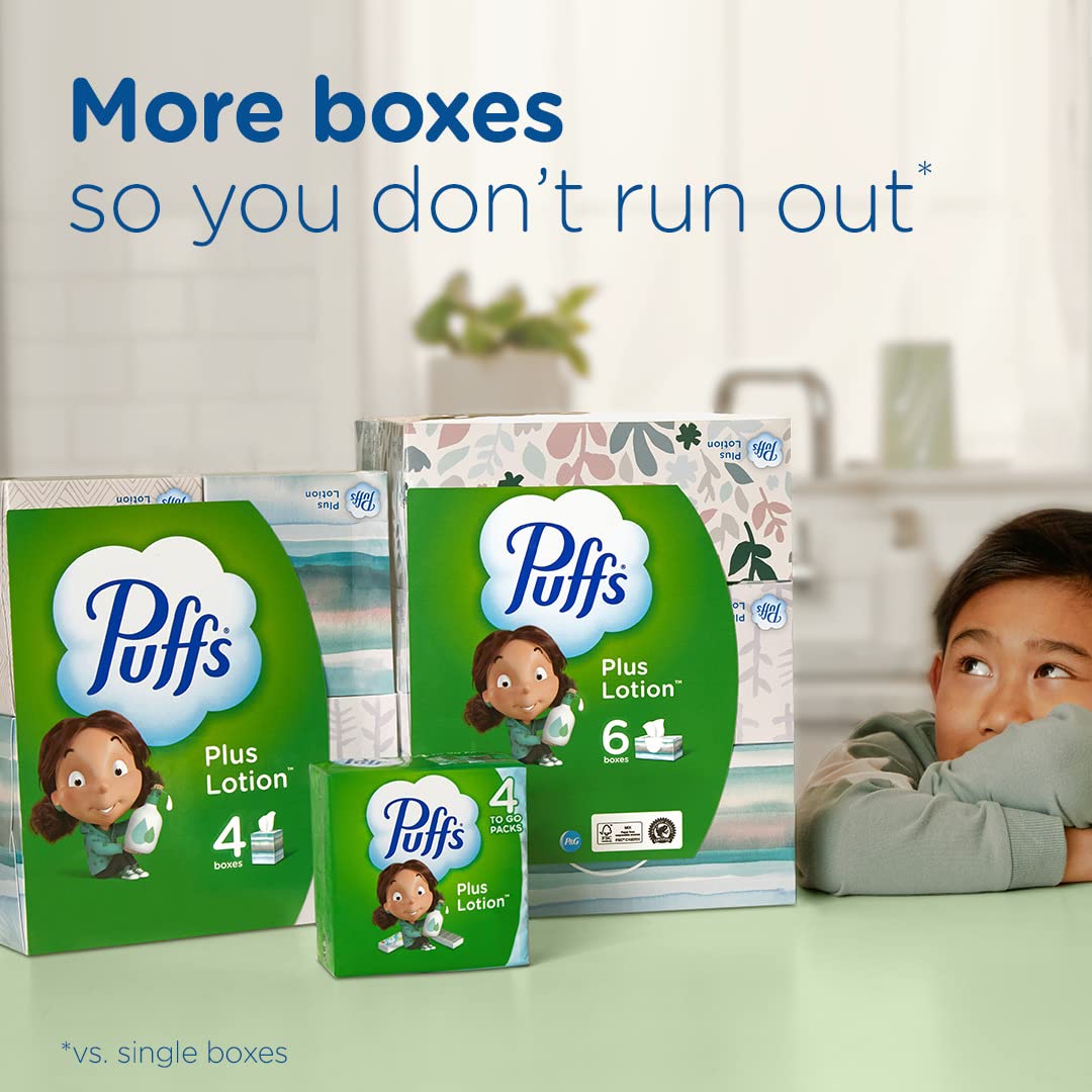 Puffs Plus Lotion Facial Tissue, 1 Cube Box, 56 Tissues Per Box