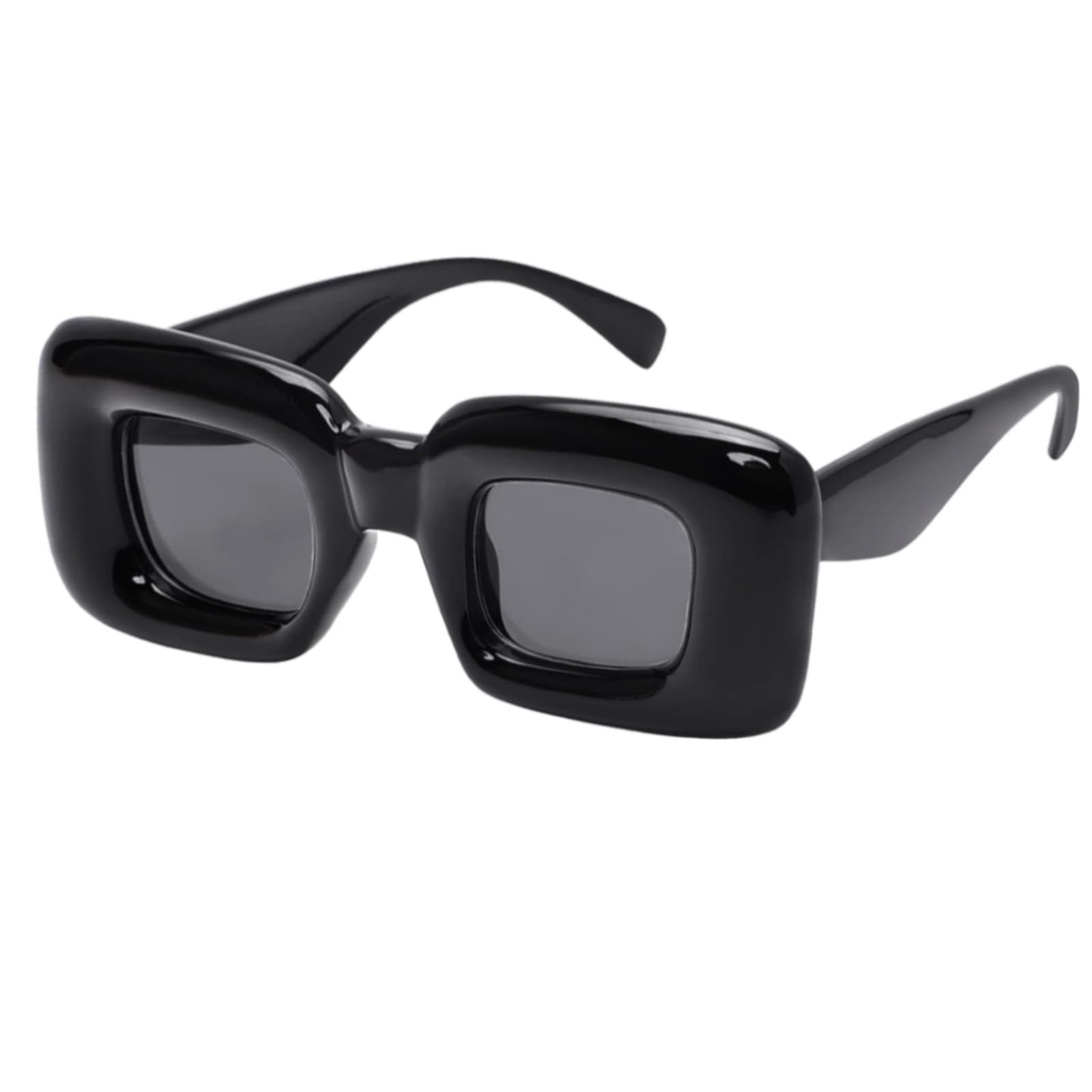 Akirawang Fashion Square Inflated Sunglasses for Women Men Oversized Thick Frame Trendy Glasses Mask Shades Designer Style