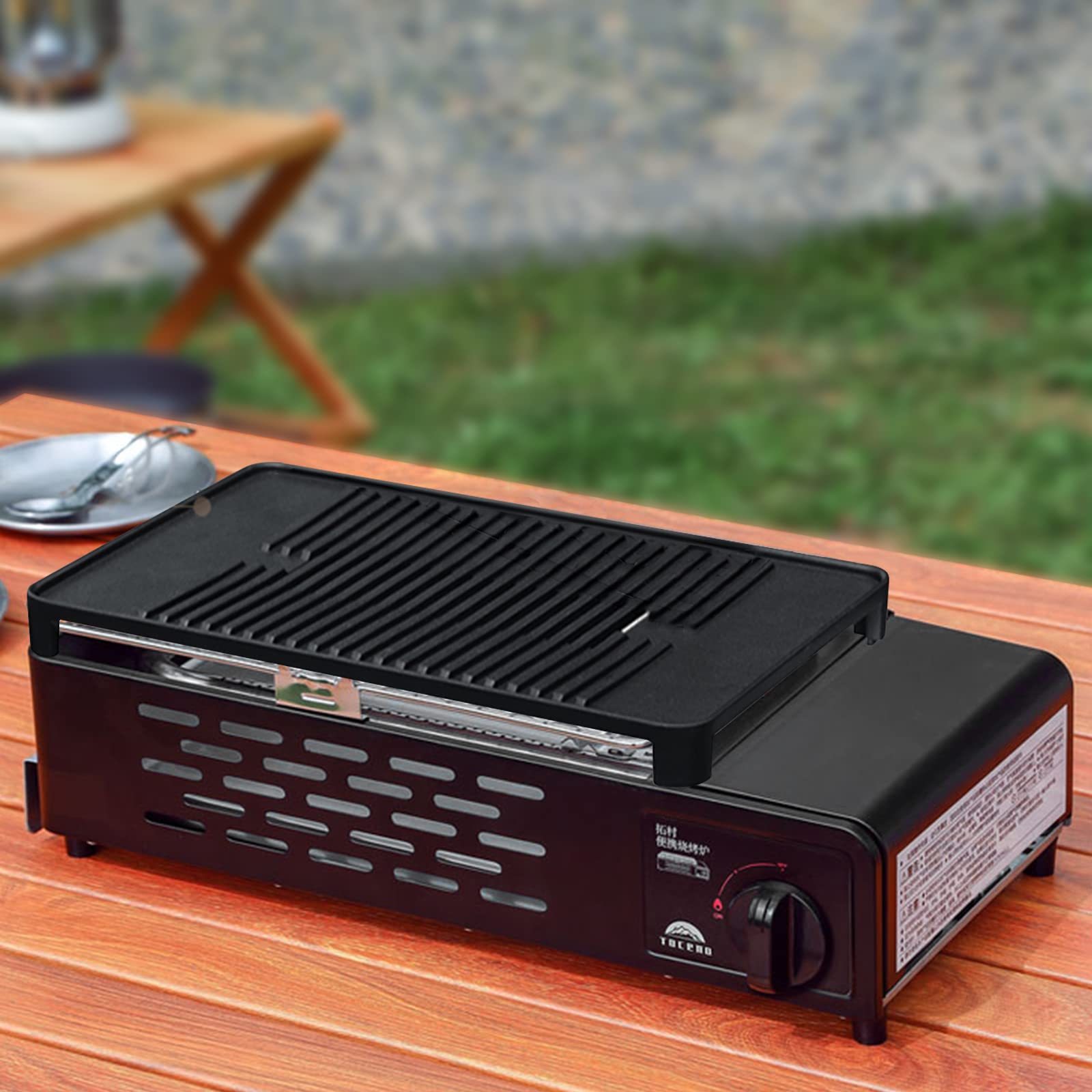 AIROKA Cassette Stove with electronic lighter and automatic flame control, 2.3KW butane gas stove, suitable for camping, picnics,outdoor and car trips