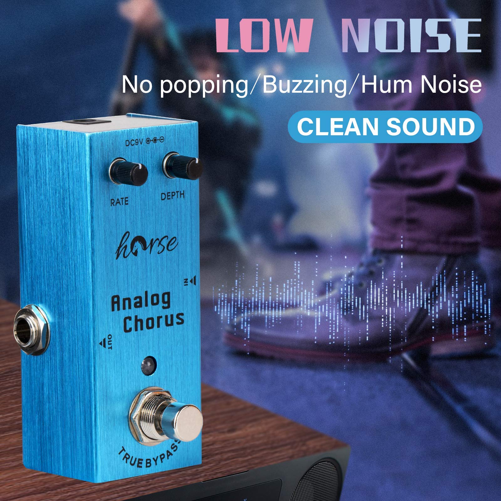 Analog Chorus Guitar Pedal, Horse Electric Effects Pedals Mini Single Type DC 9V True Bypass