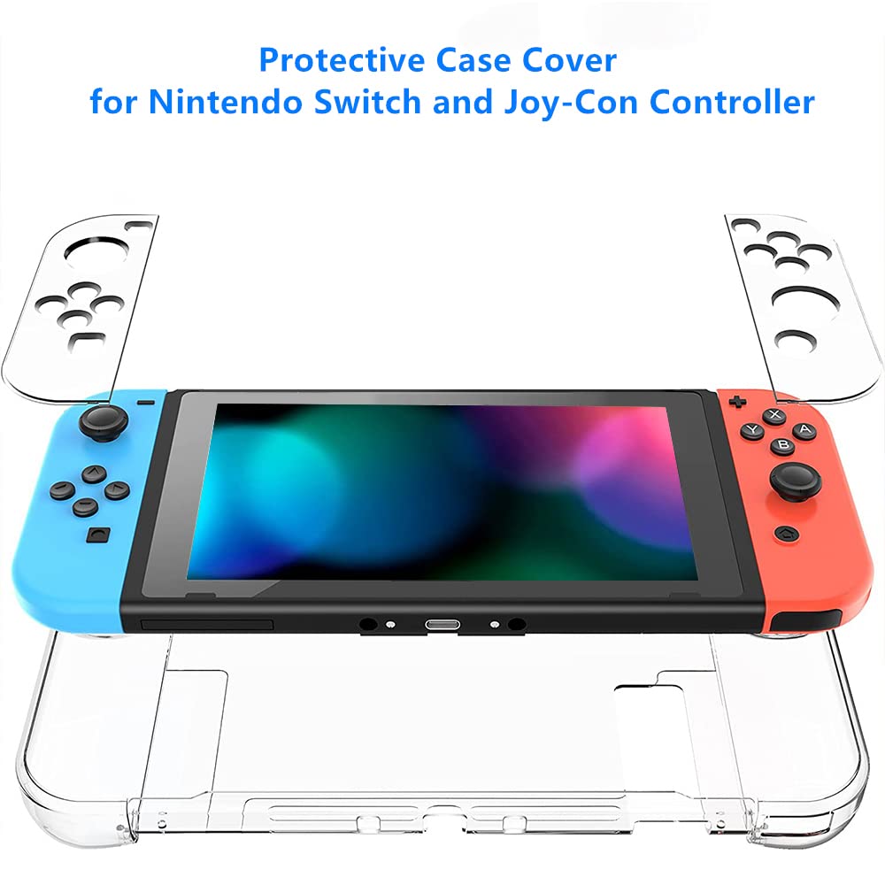 ELIATER Switch Accessories Bundle for Animal Leaf Crossing, Switch Carrying Case with Playstand & Screen Protector & 4 Thumb Grip Caps & Protective Cover & Charging Cable & Pendant