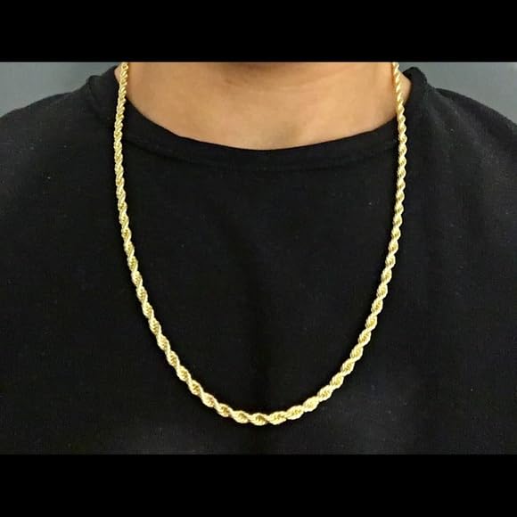 All-Chains 4MM Rope Necklace 18" 20" 24"- Gold