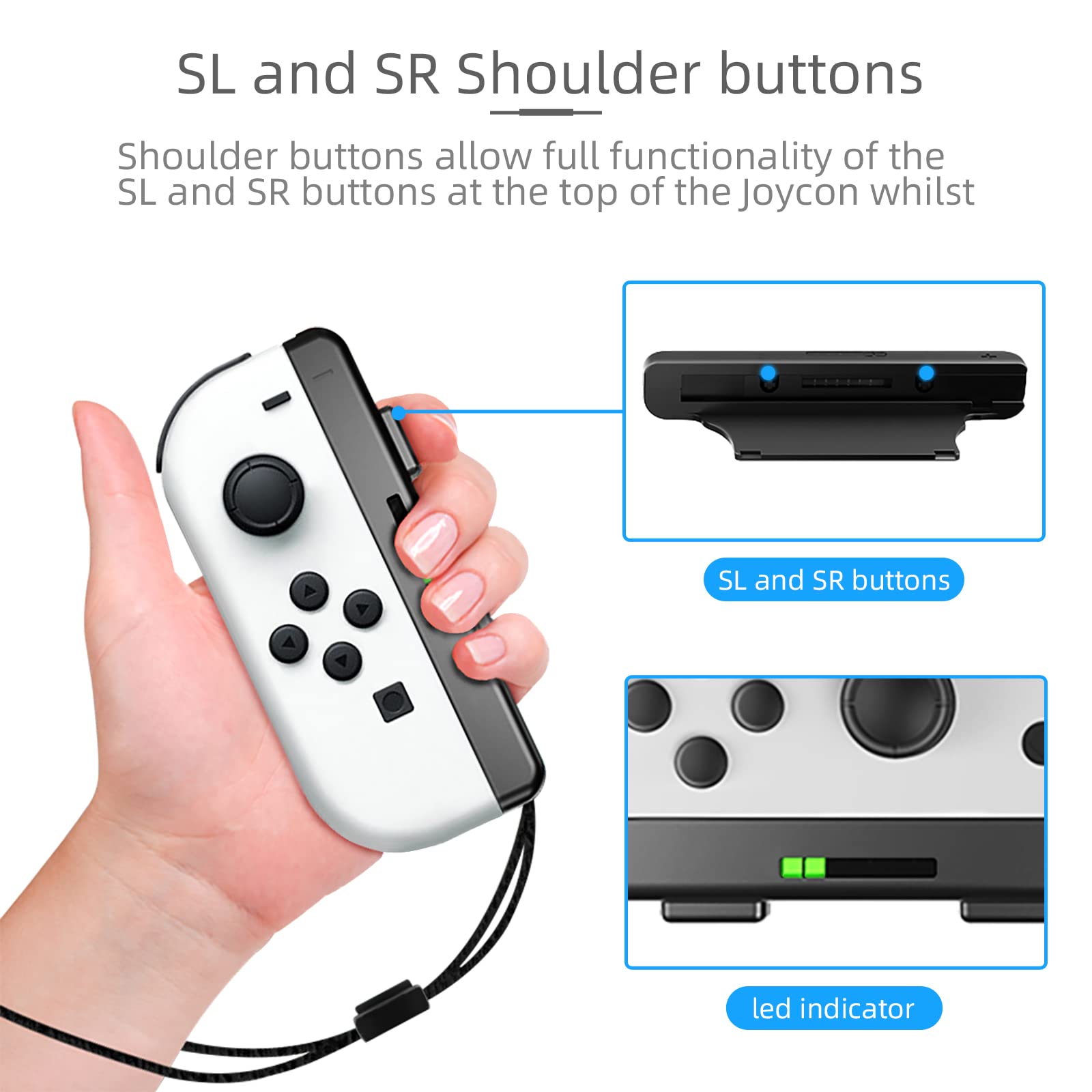 AKNES Swtich Joy Pad Grips Compatible with Nintendo Switch & Switch OLED Controllers, Ergonomic Comfort Switch Hand Grips, Wear Resistant Game Controllers Handle Kit for Switch (2 Packs) Black