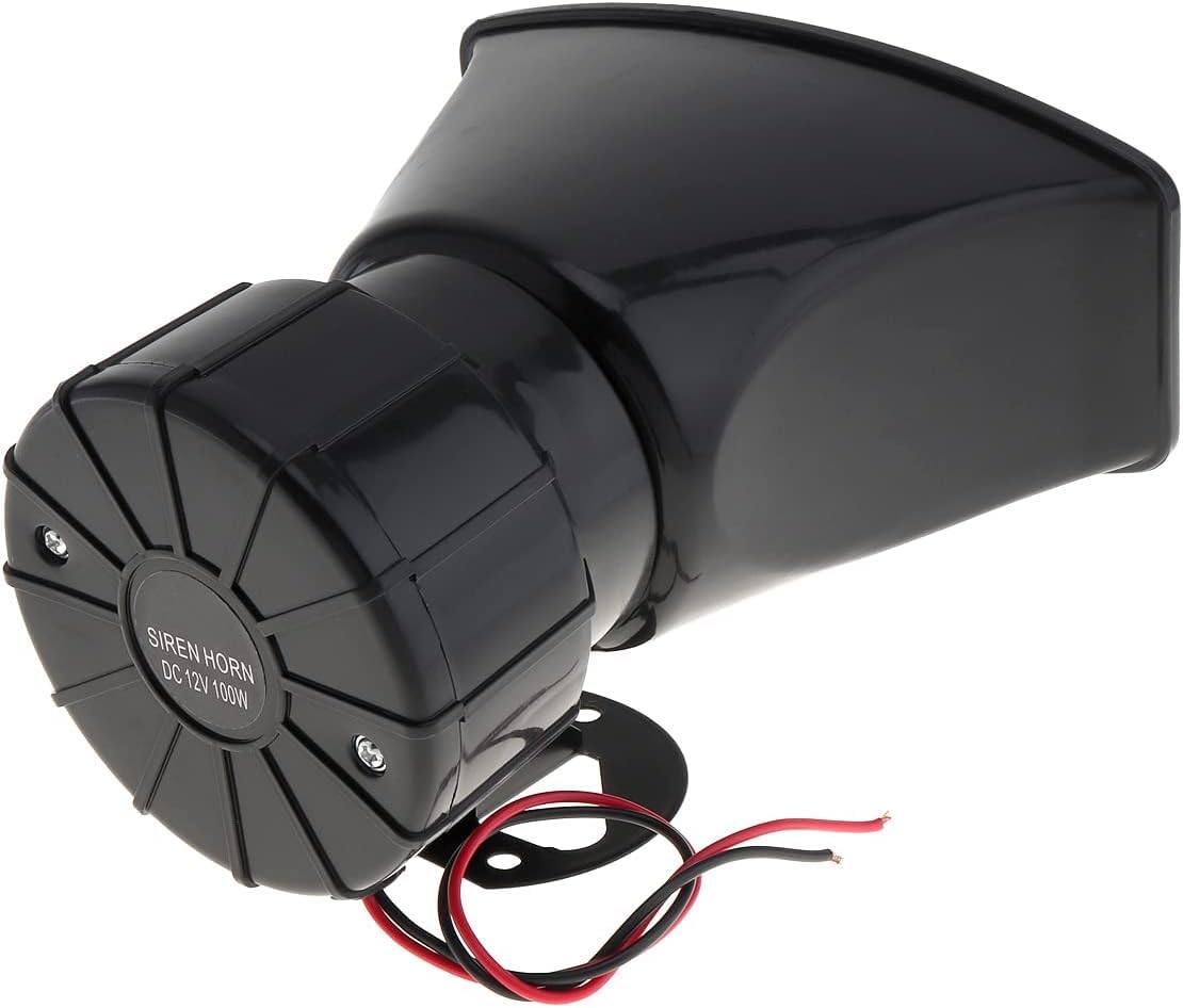 DriSentri 7 Sounds Loud Car Warning Alarm Police Fire Siren Horn Speaker with Remote Controller 12V 100W, Siren for Car