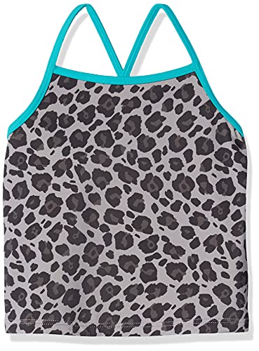 Amazon Essentials Girls' Tankini Rashguard Swimsuit Sets (Previously Spotted Zebra), Grey Cheetah, Medium