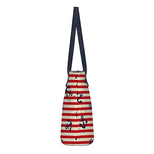 Anchor Steering Wheel Women's Tote Bag PU Leather Shoulder Bag Handbags Purse For Work Shopping Travel