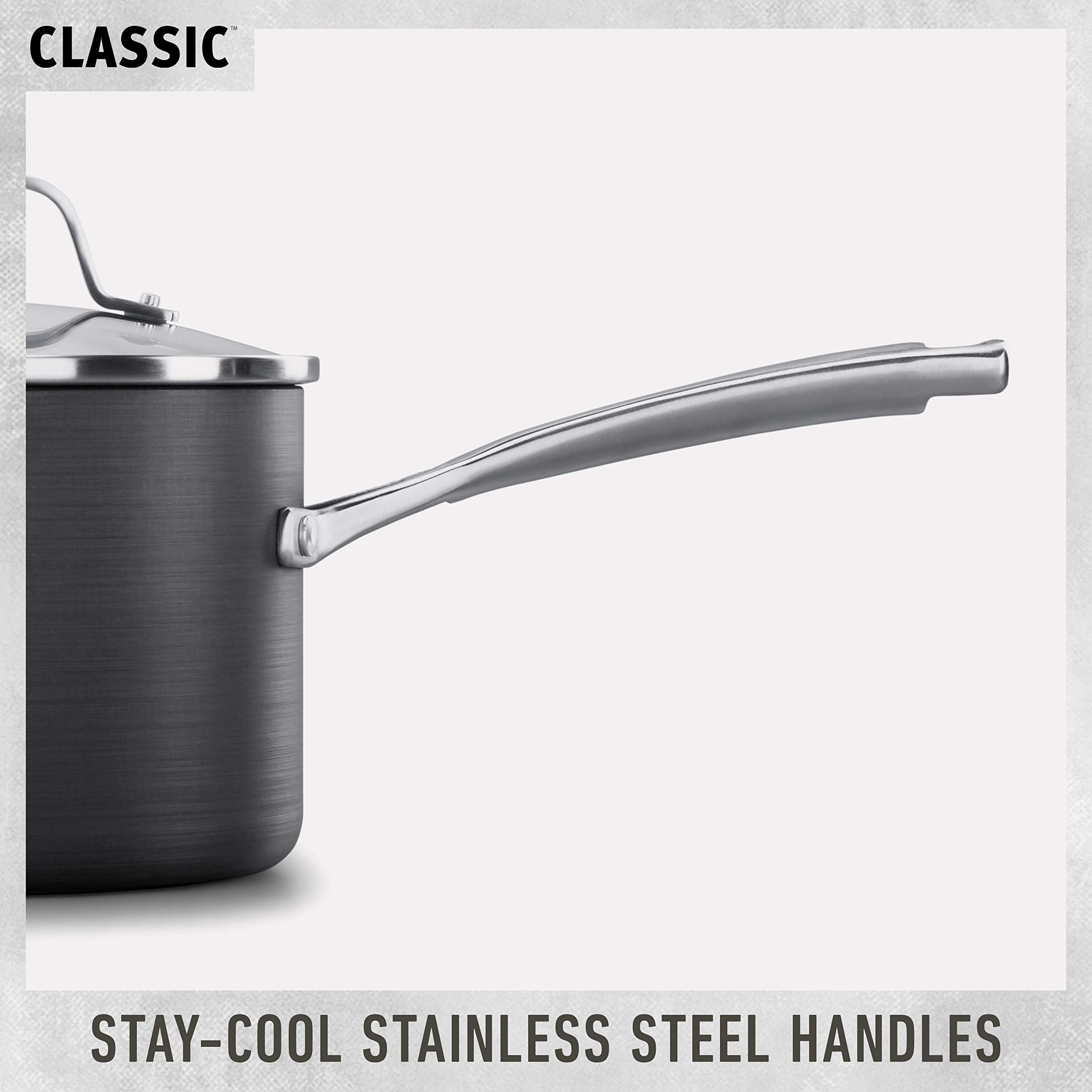 Calphalon 1943333 Classic Nonstick Sauce Pan with Cover, 3.5 quart, Grey
