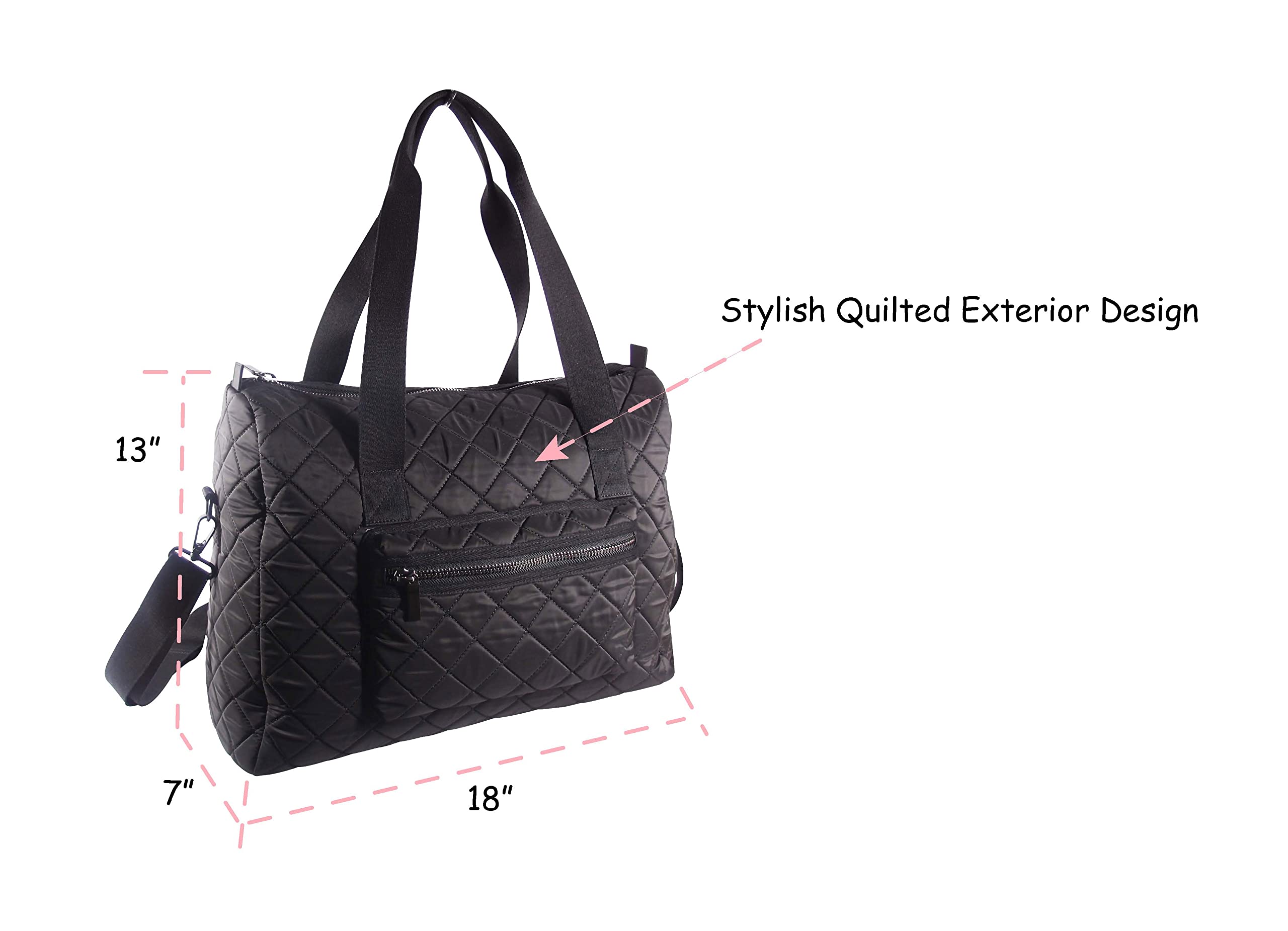 bub. Duffle Diaper Tote Bag with Changing Pad, Large Travel Diaper Tote for Mom and Dad, Multifunction, Unisex Baby Bag (Black)