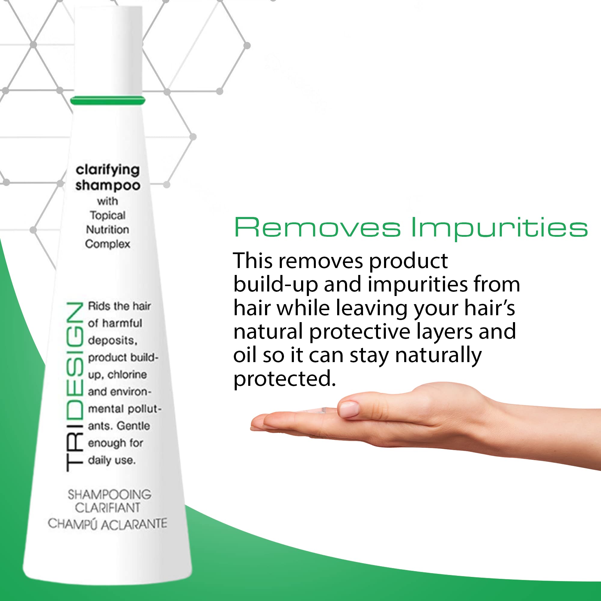TRI Design Hair Care Clarifying Shampoo - Liquid Shampoo for Hair Deep Cleansing - Build Up & Impurities - Perfect Hair Care Products & Everyday Shampoo - 10.5 fl. oz.