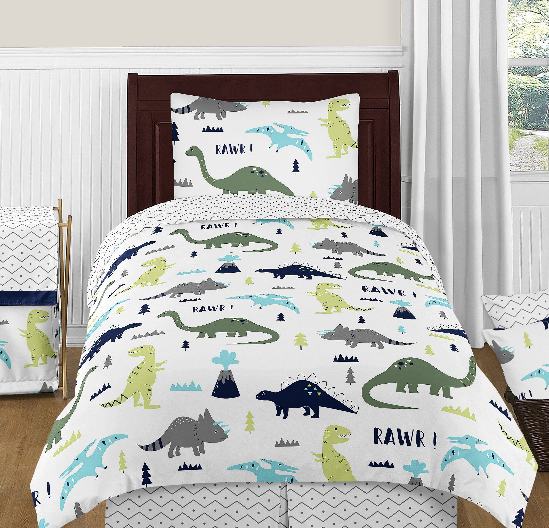 Sweet Jojo Designs Blue and Green Modern Dinosaur Boy or Girl Baby Childrens Lamp Shade