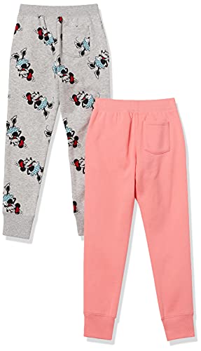 Amazon Essentials Disney | Marvel | Star Wars | Princess Girls' Fleece Jogger Sweatpants, Pack of 2, Minnie Icons, Medium