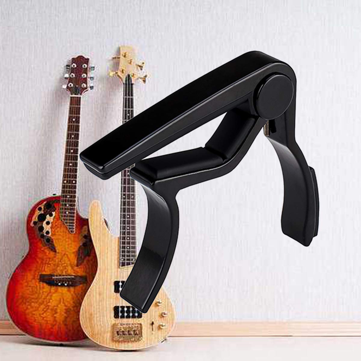 Capo,Guitar Capo,with 5 Pack Guitar Picks,Guitar Capos,for Acoustic Guitar,Electric Guitar,Bass,Ukulele (Black)