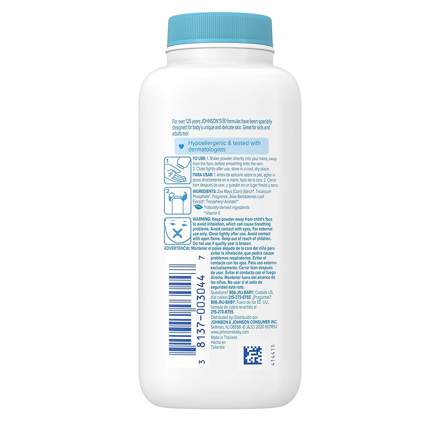 JOHNSON'S Baby Powder, Soothing Aloe & Vitamin E 4 oz (Pack of 10)