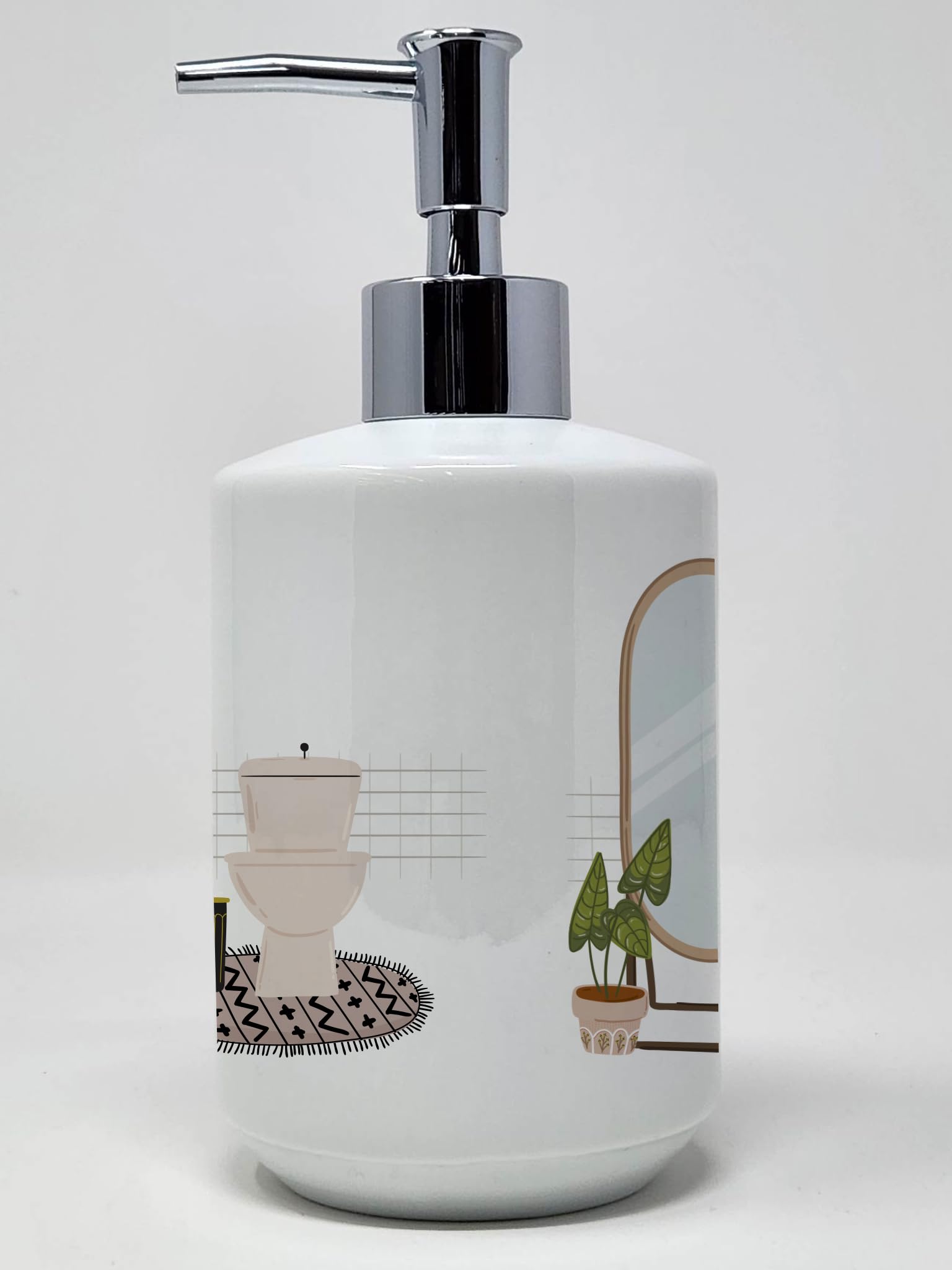 Caroline's Treasures WDK5799SOAP Tan Pekingese in Bathtub Ceramic Soap Dispenser Hand Soap Dispenser Pump Bottles for Bathroom Kitchen, Empty Refillable Liquid Soap Container