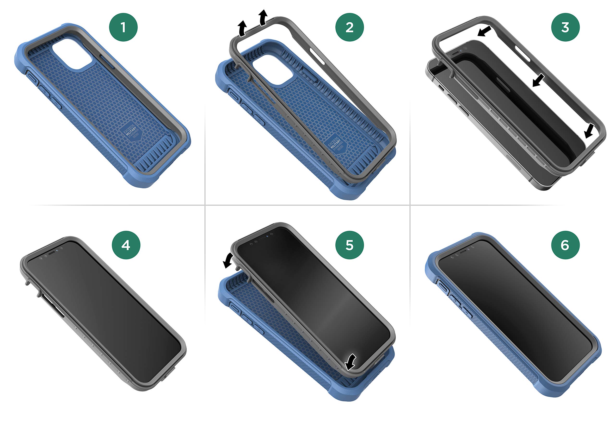 ENCASED RebelShield Designed for Pixel 5 Case with Screen Protector, Heavy Duty Full Body Protective Cover with Build-in Screen Guard for Google Pixel 5 5G - Blue