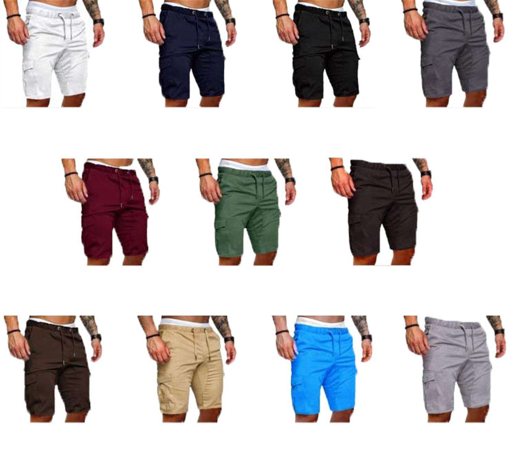 Andongnywell Men's Drawstring Elastic Waist Joggers Workout Slim Fit Running Gym Shorts Athletic Training Pants (Wine Red,XX-Large)