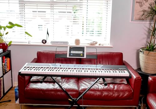 Alesis Recital – 88 Key Digital Piano Keyboard with Semi Weighted Keys, 2x20W Speakers, 5 Voices, Split, Layer and Lesson Mode, FX and Piano Lessons