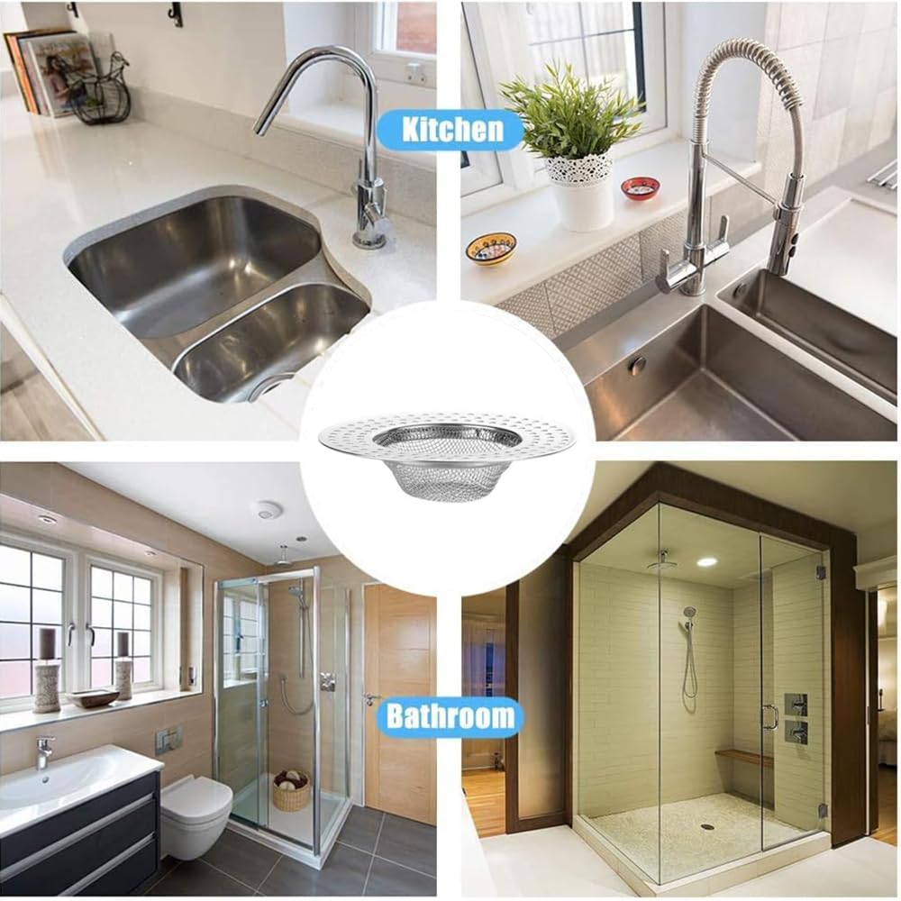Bathtub Drain Hair Catcher, Fast Drain Shower Drain Hair Catcher, Stainless Steel Drain Protector for Bathroom Pop-up Drain, Kitchen and General Drain (4 PCS,Outer Diameter 3.55in/Inner Diameter 2in)