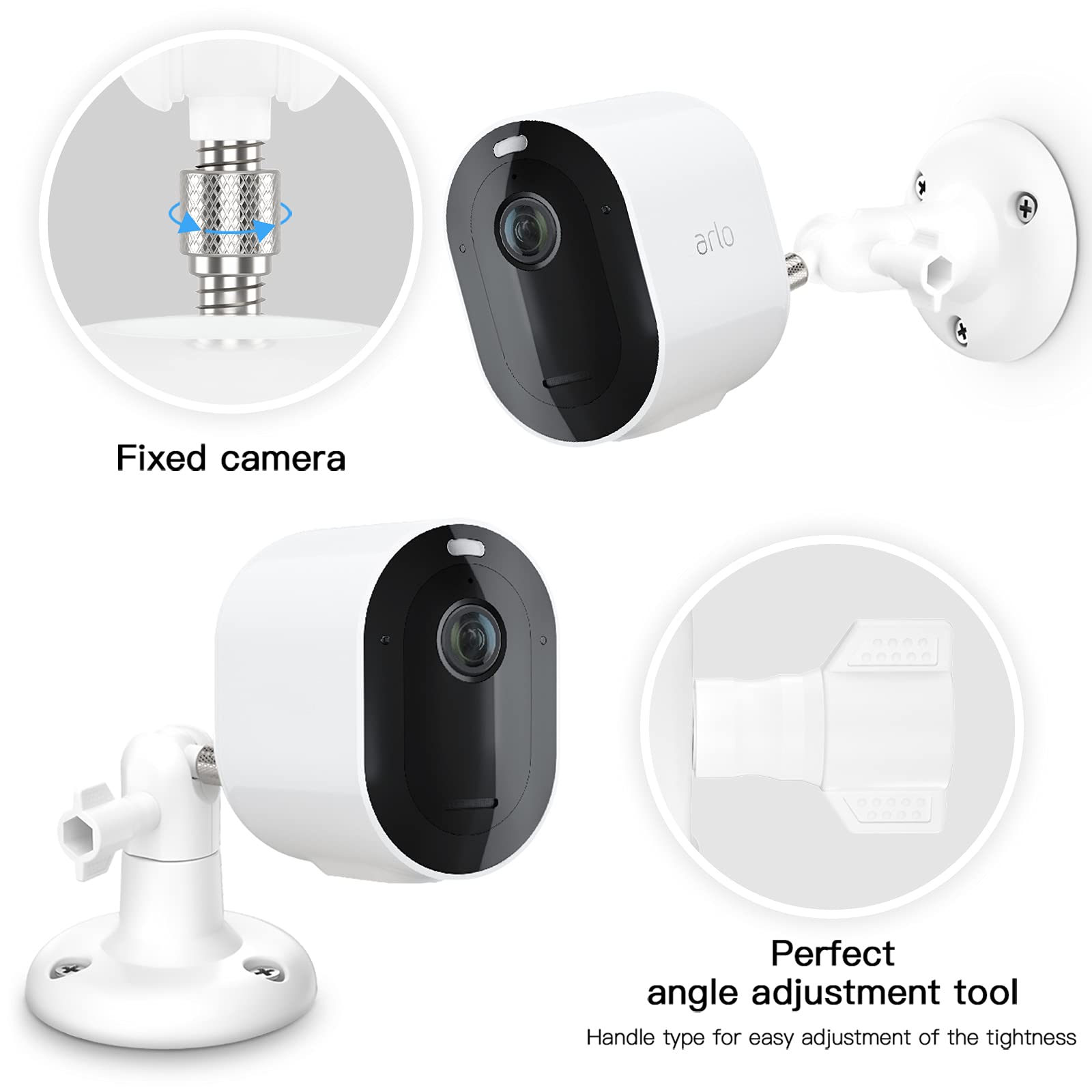Adjustable Camera Mount Elecguru Stable and Sturdy Compatible with Ar lo Pro/Pro 2/Pro 3/Pro 4/Ultra/Ultra 2/Essentials, Ring Stick Up Cam Battery, EU fy Cam E/2C and Wy ze Cam Pan,2 Pack. (White)