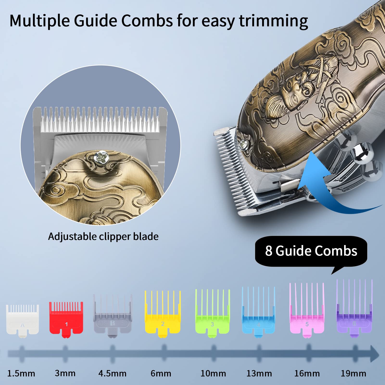 Dumite Hair Clippers for Men,Professional Hair Cutting Kit,Cordless Barber Clipper and T-Blade Beard Trimmer Set (Gold-1)