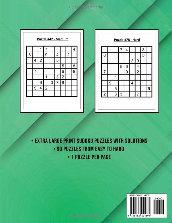 Extra Large Print Sudoku Puzzle Book for Adults: 90 Easy to Hard Puzzles for Adults, Seniors & Elderly